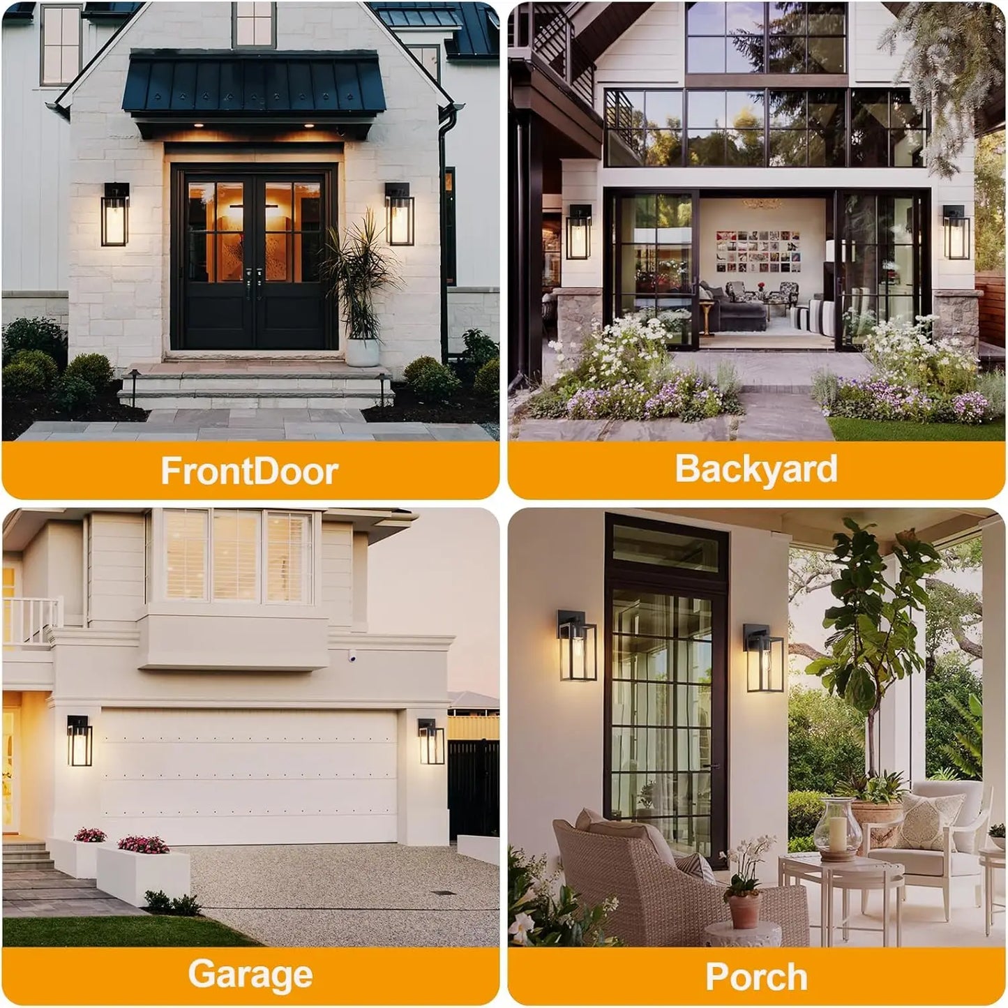 Outdoor porch wall light, waterproof lantern with frame and clear glas ...